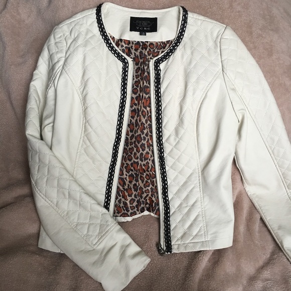 TCEC | Jackets & Coats | Cream Pleather Jacket | Poshmark
